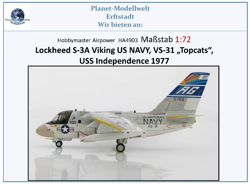 HA4903 Lockheed S-3A Viking US NAVY VS-31 "Topcats"USS... nur 103.90 EUR