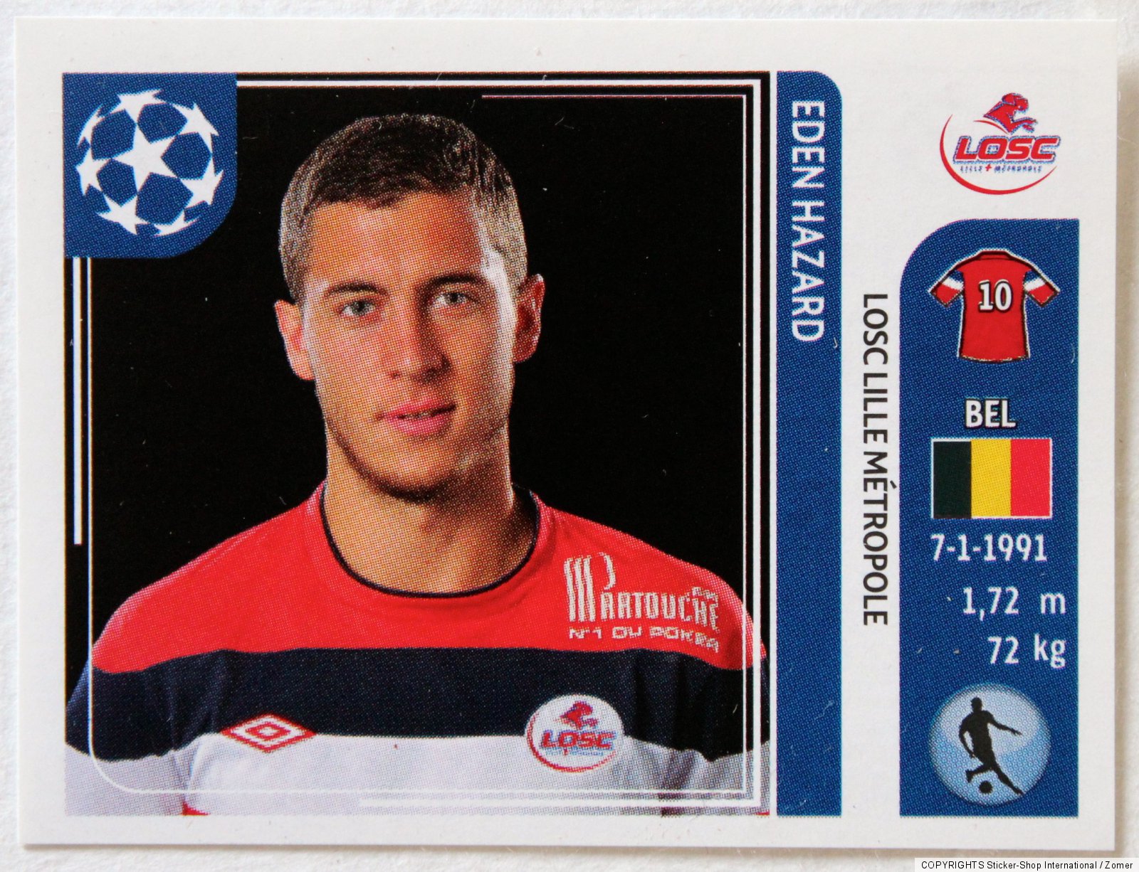Panini Rookie Sticker Card Eden Hazard #121 Champions League 2011/2012 ...