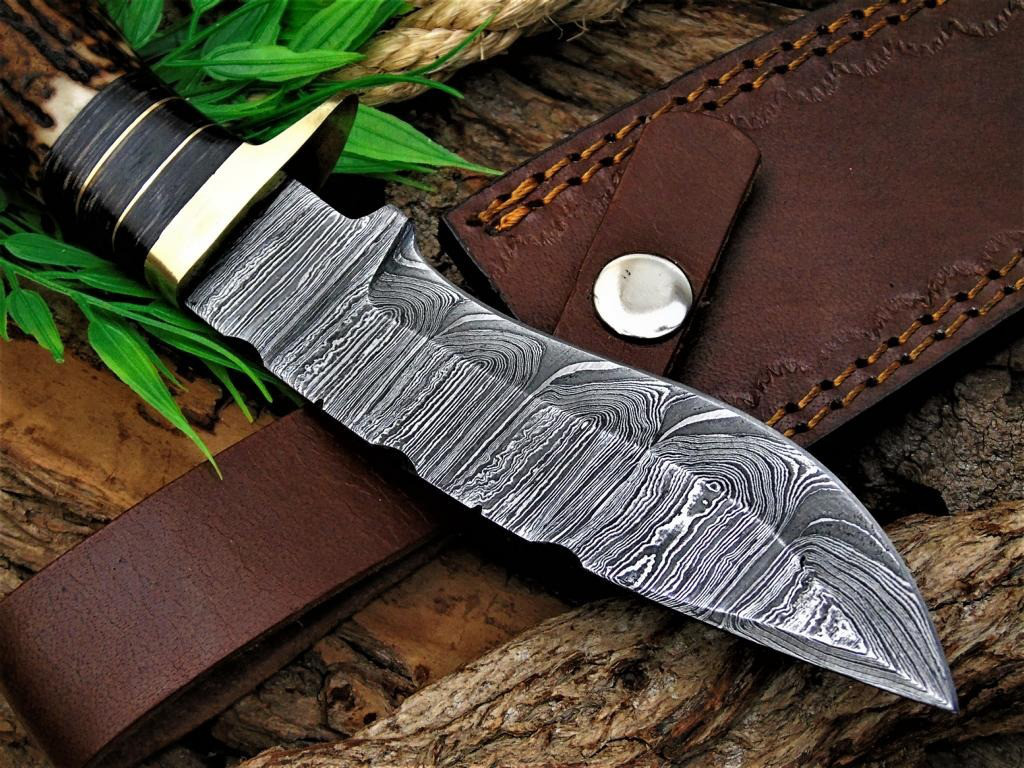 Damast Messer Damaszener Stahl Jagd Knife Damascus Hunting Bowie ...