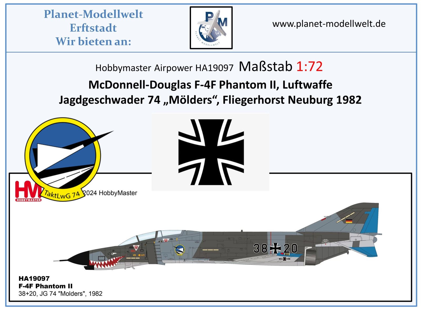!HA19097-V F-4F Luftwaffe JG-74 Neuburg 1982,... nur 85.90 EUR